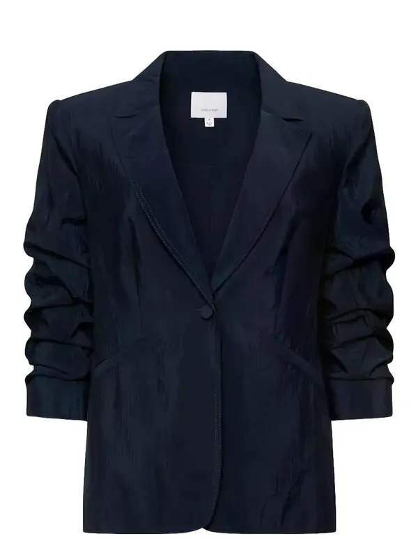 Cinq À Sept Ruched Woven Blazer - Blue