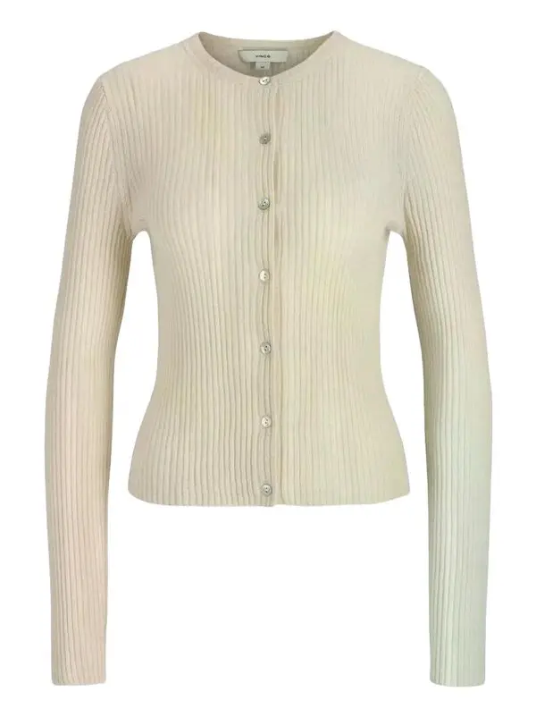 Vince Ribbed Buttoned Cardigan - Neutrals