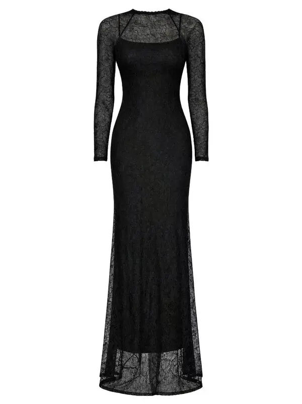 Simkhai Stacy Long-sleeve Lace Gown - Black