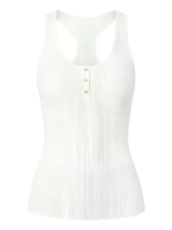 Elisabetta Franchi Ribbed Snap-button Top - White