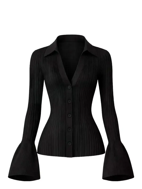 Alexis Olena Bell-sleeve Cardigan - Black