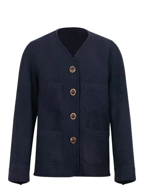 FORTELA Buttoned Patch-pocket Jacket - Blue