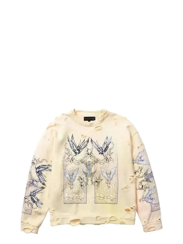 WHO DECIDES WAR BY EV BRAVADO Ascension Printed Sweatshirt - Neutrals