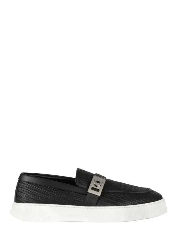 FERRAGAMO Braided Sneaker Loafers With Buckle - Black