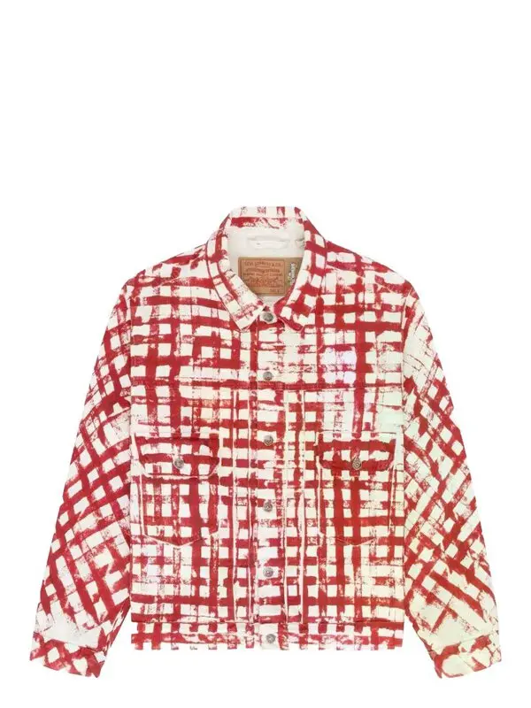 DENIM TEARS Plaid Trucker Jacket - Red