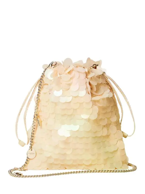 TWINSET Sequined Drawstring Satchel - Neutrals