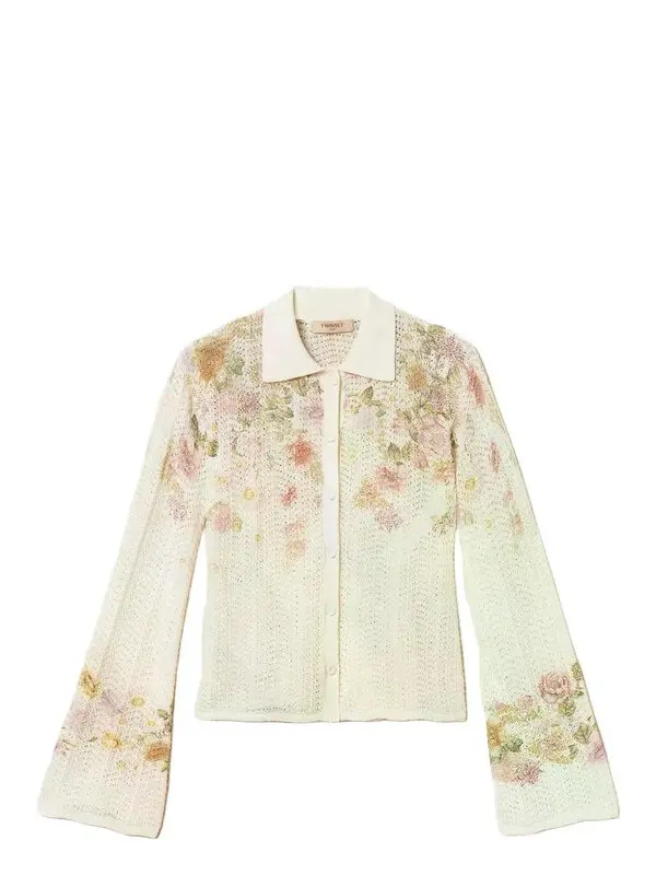 TWINSET Floral Knitted Shirt - Neutrals