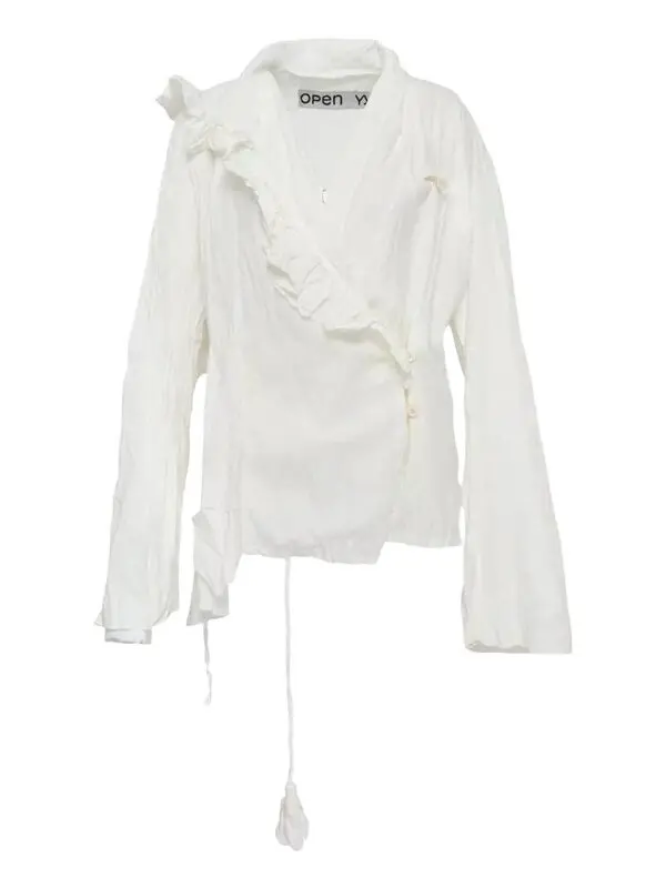 OPEN YY Unbalanced Ruffled Blouse - White