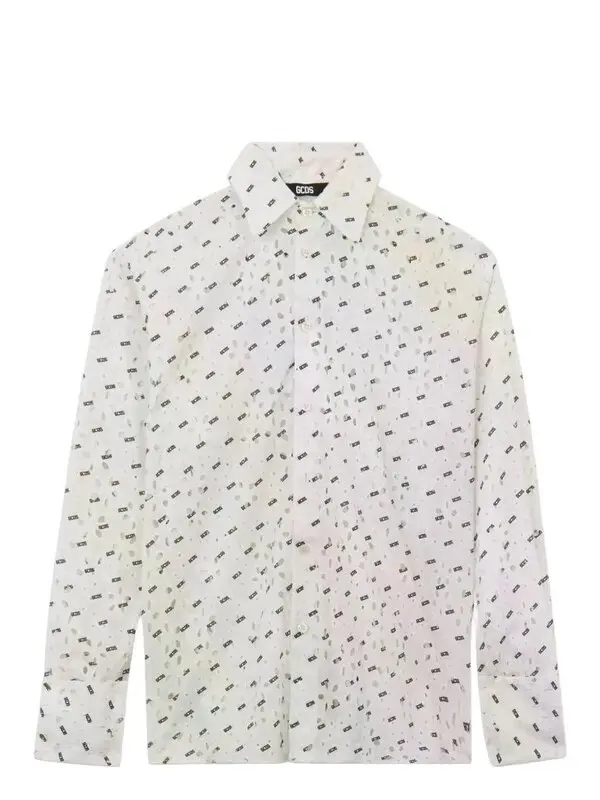 Gcds Floral-embroidered Shirt - White