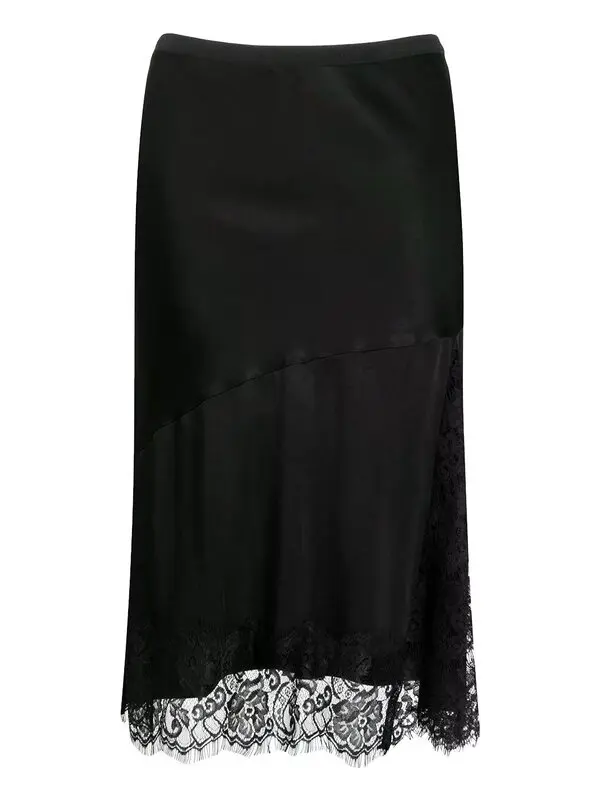 Gold Hawk Lace-godet Satin Skirt - Black