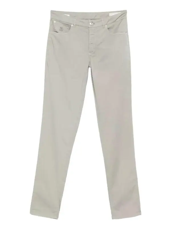 Brunello Cucinelli Logo-embroidered Trousers - Grey