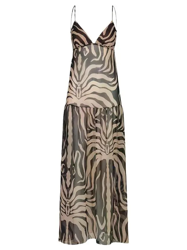 Johanna Ortiz Zebra-print Maxi Dress - Black