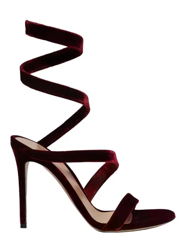 GIANVITO ROSSI Velvet Stiletto Sandals - Red