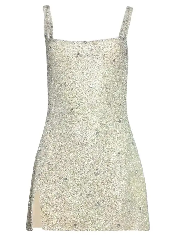 CLIO PEPPIATT Crystal-embellished Mini Dress - Neutrals