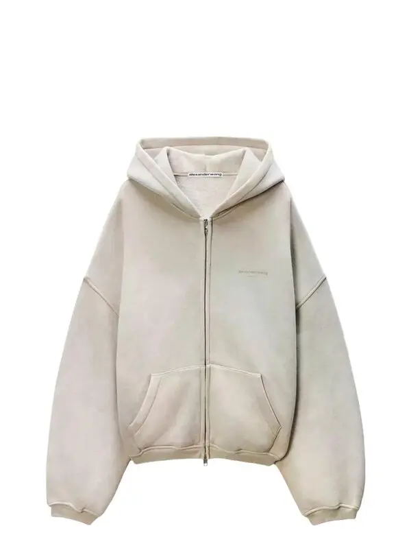 Alexander Wang Dropped Shoulders Zip Up Hoodie - Neutrals