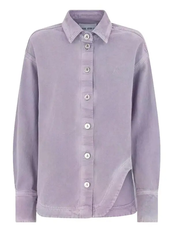 Attico Button Cotton Shirt - Purple