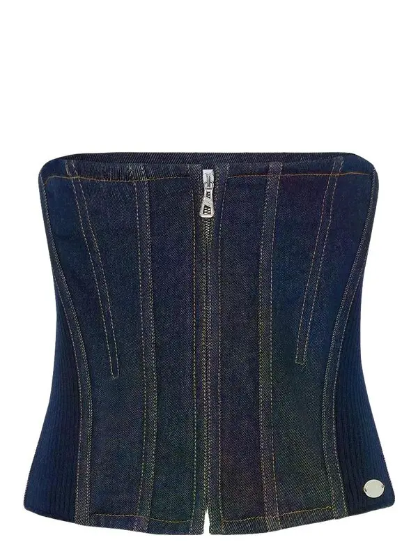 Jean Paul Gaultier Denim Zip Corset Top - Blue