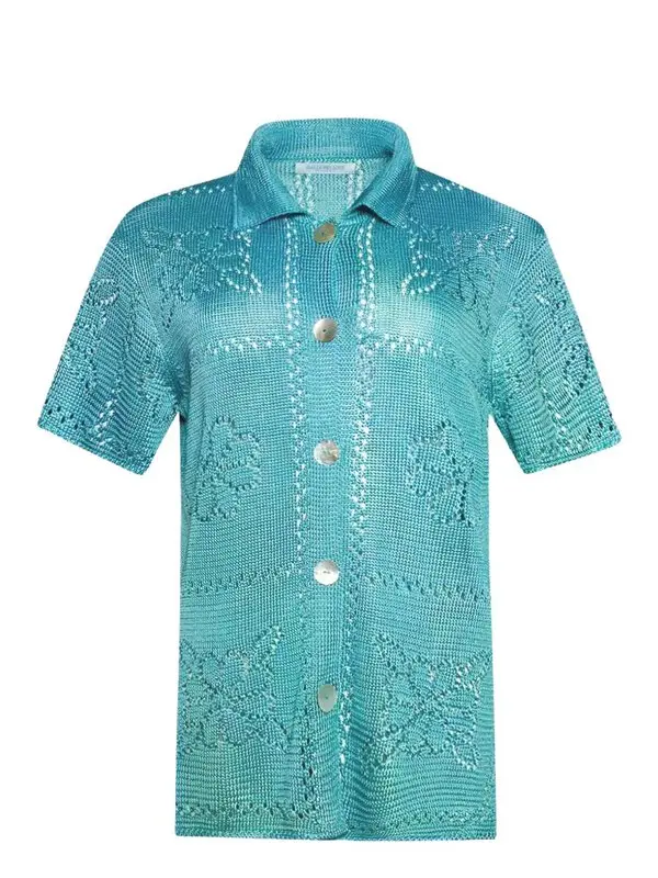 Calle Del Mar Floral Tile Short-sleeve Shirt - Blue