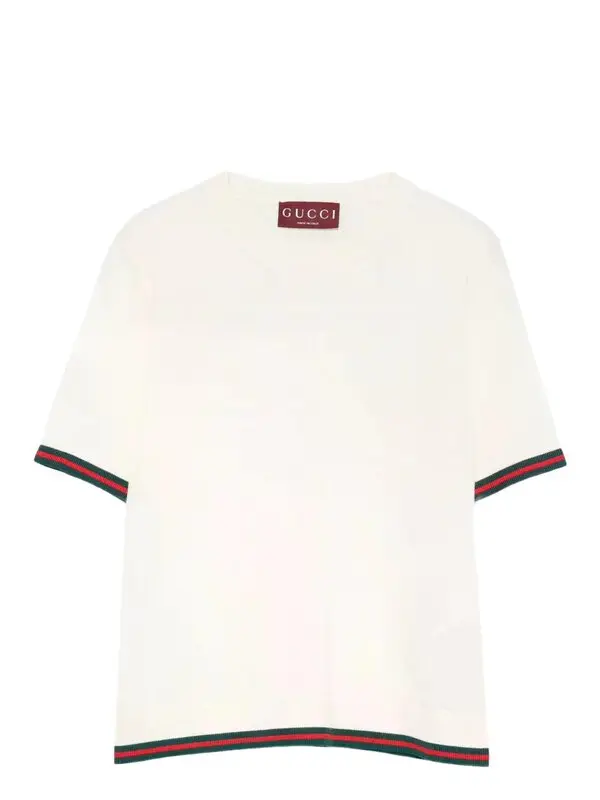 Gucci Striped-trim T-shirt - White