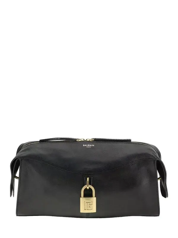 Balmain Padlock Clutch Bag - Black