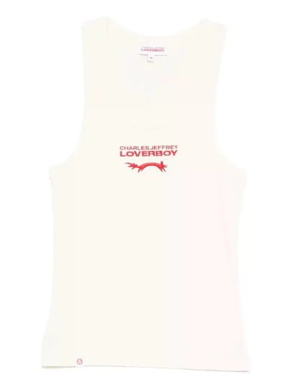 CHARLES JEFFREY Logo-embroidered Tank Top - Neutrals