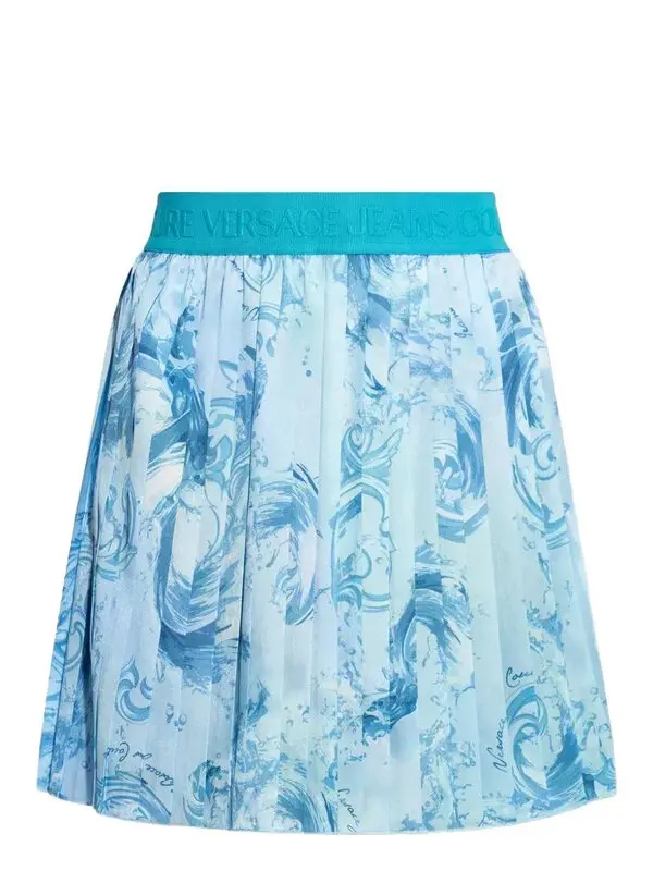 Versace Pleated Printed Skirt - Blue