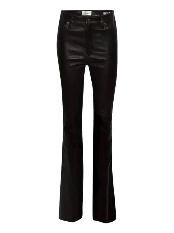 FRAME The Reboot Flared Leather Trousers - Black