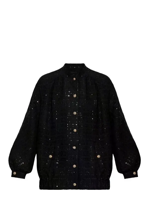 Alessandra Rich Sequin Button Jacket - Black