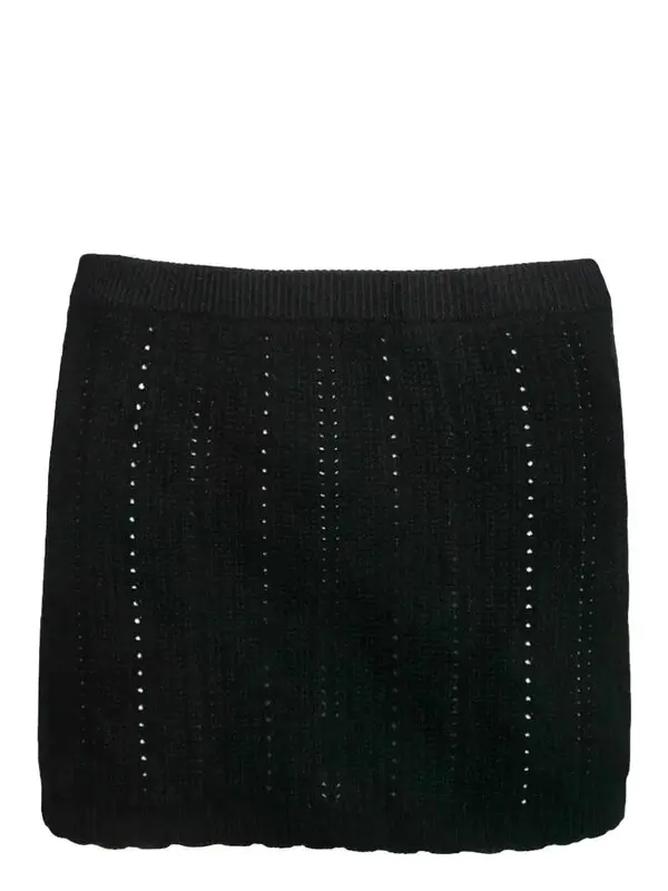 FRAME The Getaway Open-knit Mini Skirt - Black