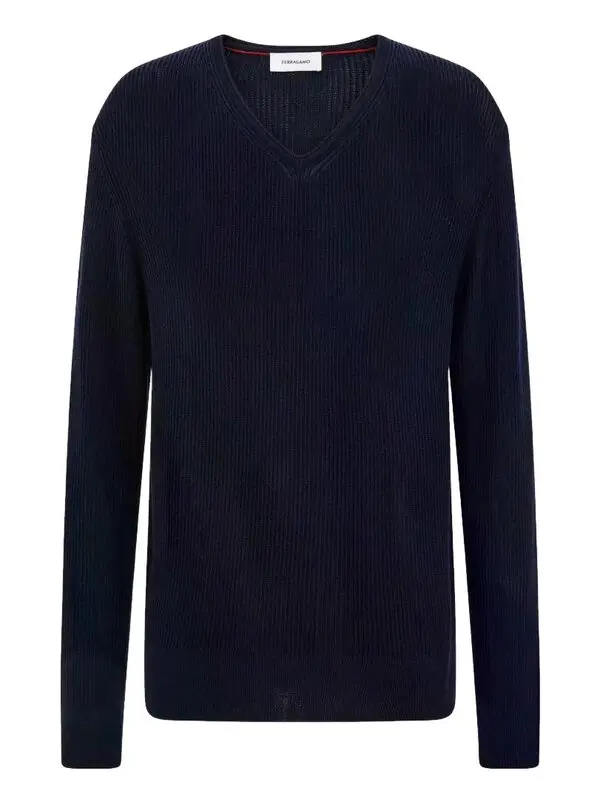 FERRAGAMO V-neck Sweater - Blue