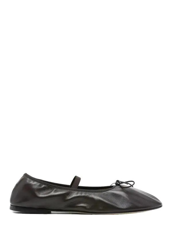 Dear Frances Balla Bow Leather Ballet Flats - Brown