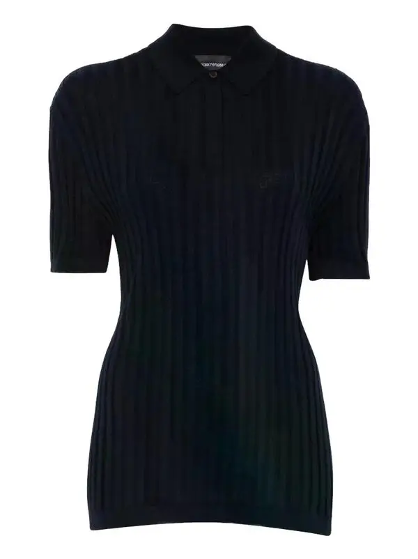 Emporio Armani Ribbed Polo Shirt - Blue