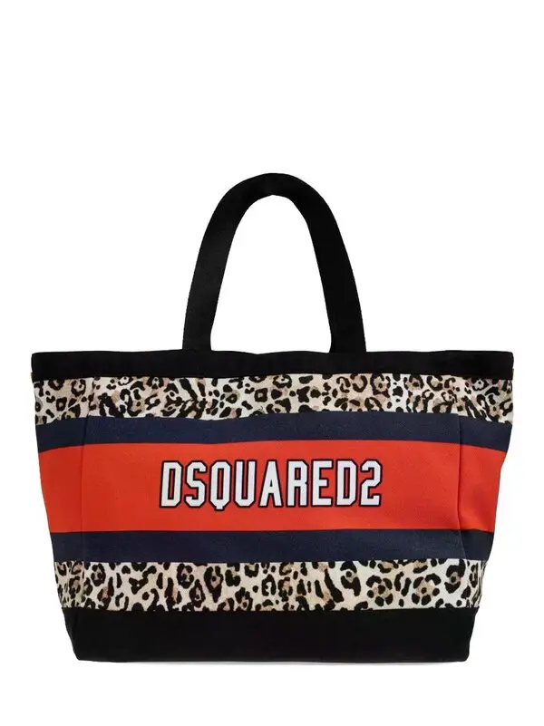 Dsquared2 Leopard-print Striped Tote Bag - Black