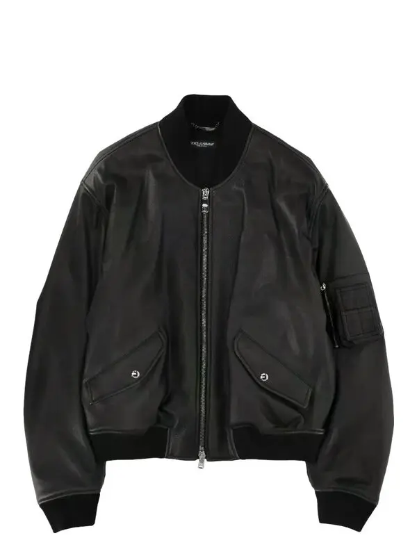 Dolce & Gabbana Leather Zip-up Jacket - Black