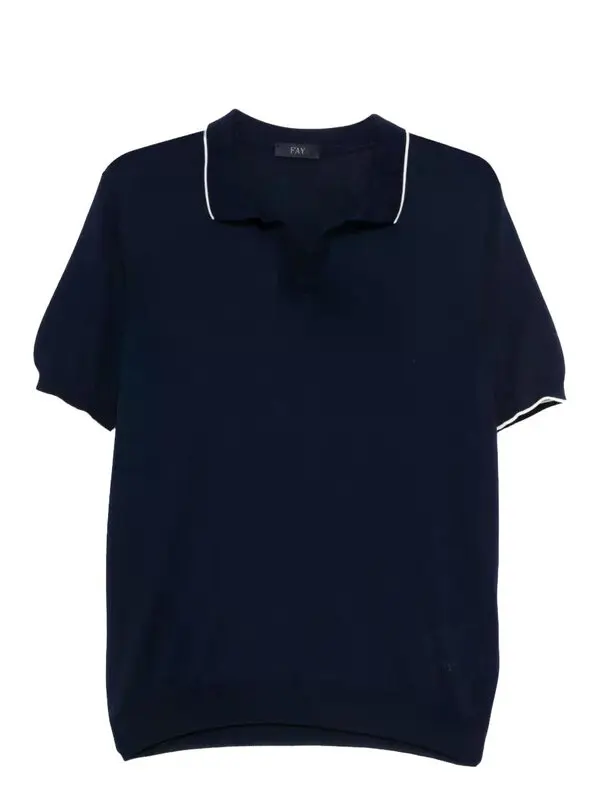 FAY Piped Polo Shirt - Blue