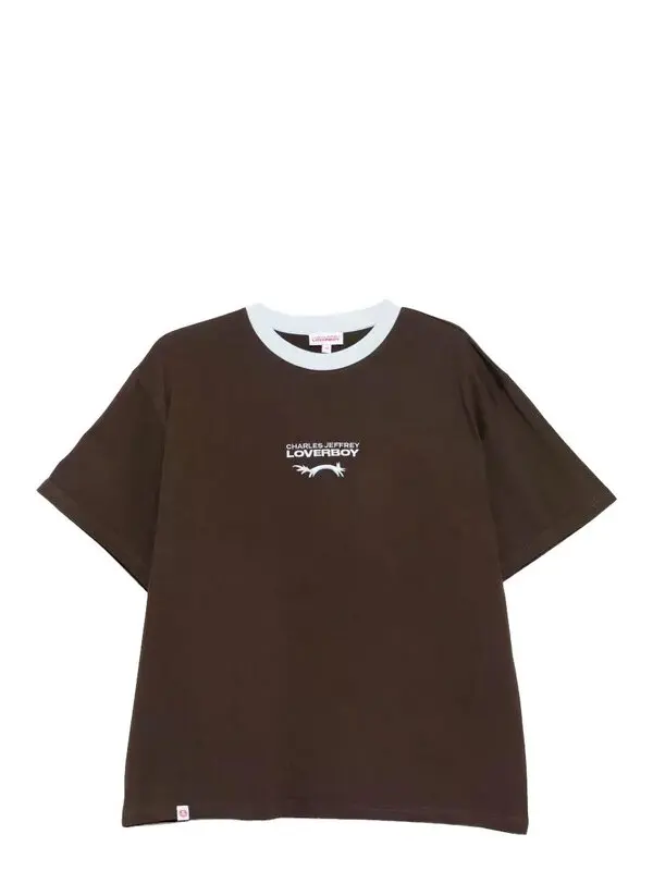 CHARLES JEFFREY Logo-embroidered T-shirt - Brown