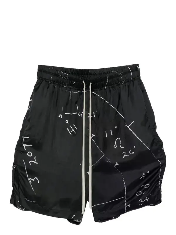 Rick Owens Graphic-print Drawstring Shorts - Black