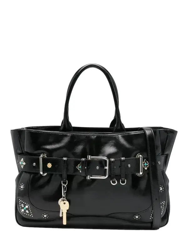 OSOI Embellished Buckled Tote Bag - Black