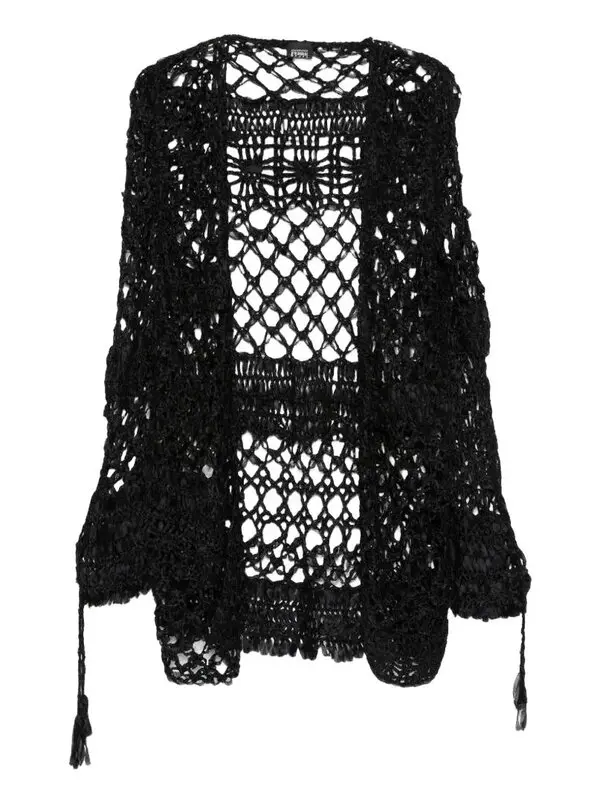 Gianfranco Ferre Crochet Tassel Jacket - Black