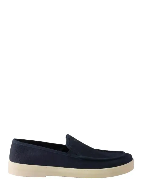 Prada Fabric Loafers With Screen-printed Logo - Blue