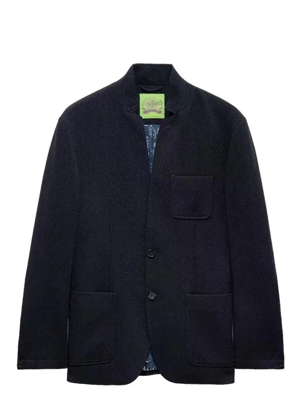 Shanghai Tang Button Herringbone Jacket - Blue