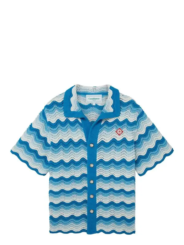 Casablanca Wavy Gradient Crochet Shirt - Blue