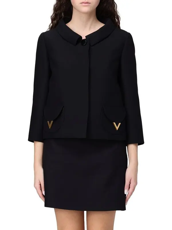 Valentino Garavani Vlogo Wool And Silk Jacket - Black