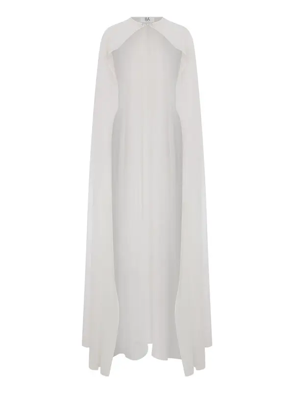 Ila Yulia Embroidered Collar Cape - White