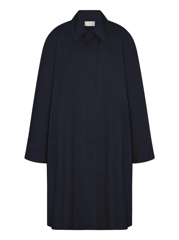 THE ROW Dayton Relaxed Wool Gabardine Coat - Dark Navy
