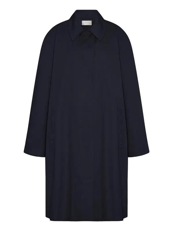 THE ROW Dayton Relaxed Wool Gabardine Coat - Dark Navy