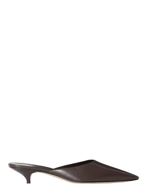 THE ROW Liisa Kitten Mule - Lacquer Brown