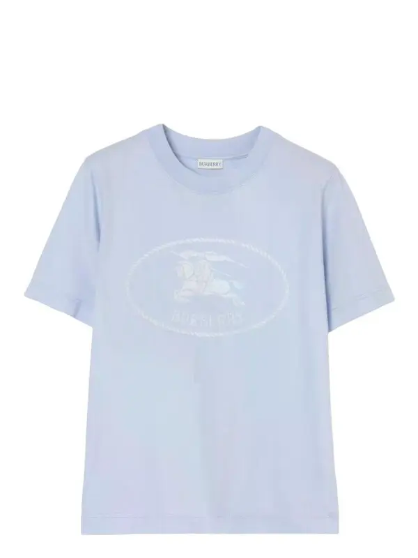 Burberry Knight-stamp Cotton T-shirt - Blue