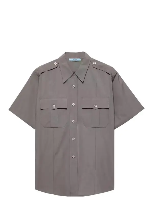 Prada Short-sleeved Poplin Shirt - Grey