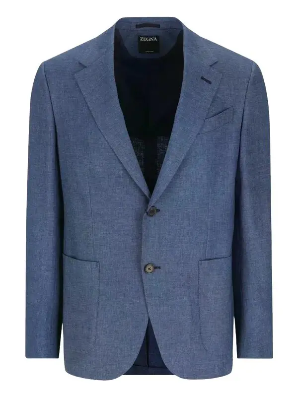 Zegna Single-breasted Linen Blazer - Blue